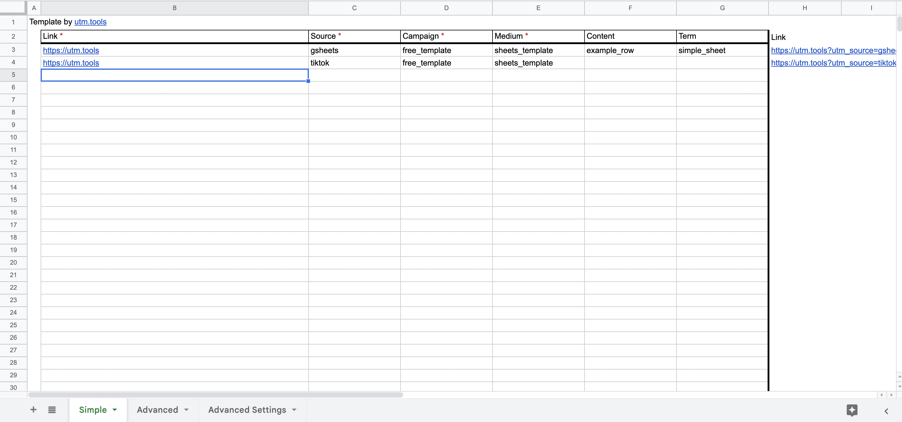 UTM Builder Spreadsheet Template UTM Tools